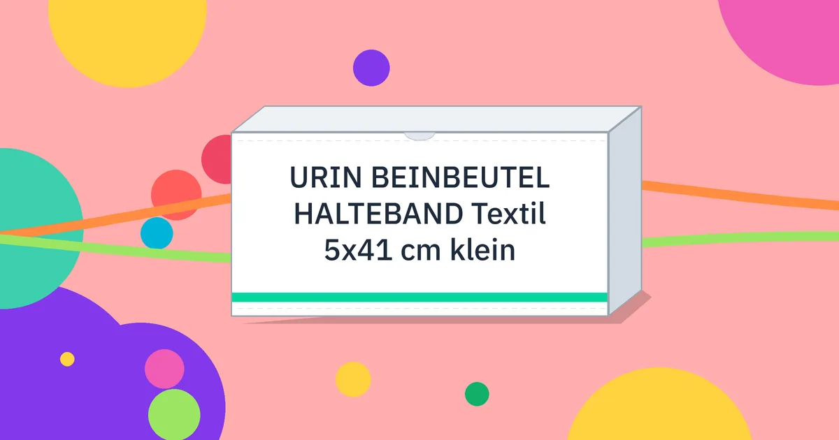 Symbolbild: Packung mit der Aufschrift URIN BEINBEUTEL HALTEBAND Textil 5x41 cm klein (PZN 07250958) – Verfügbarkeit und Bezug in Apotheken in Frankfurt am Main