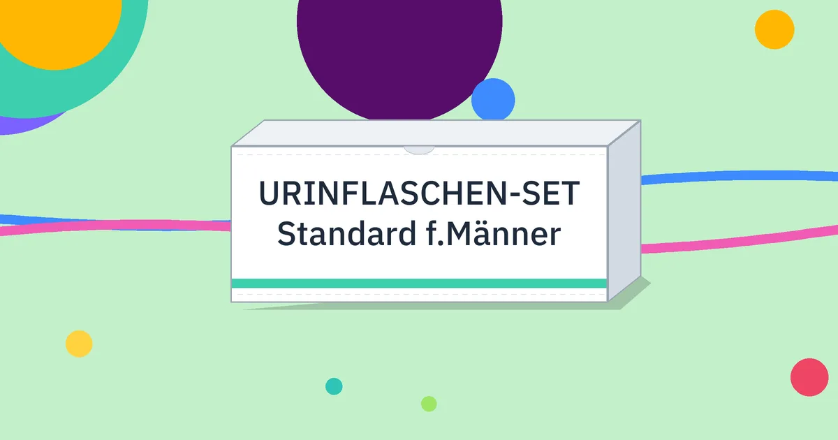 Symbolbild: Packung mit der Aufschrift URINFLASCHEN-SET Standard f.Männer (PZN 18831322) – Verfügbarkeit und Bezug in Apotheken in Frankfurt am Main