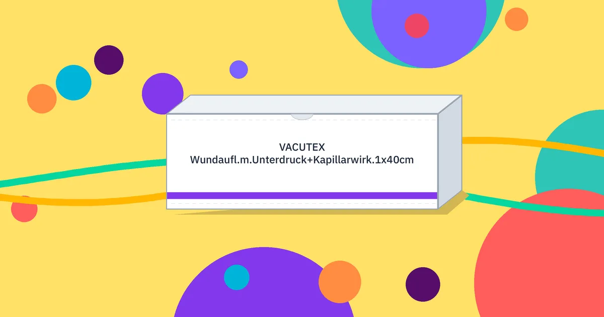 Symbolbild: Packung mit der Aufschrift VACUTEX Wundaufl.m.Unterdruck+Kapillarwirk.1x40cm (PZN 19430163) – Verfügbarkeit und Bezug in Apotheken in Frankfurt am Main