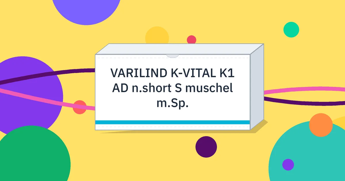 Symbolbild: Packung mit der Aufschrift VARILIND K-VITAL K1 AD n.short S muschel m.Sp. (PZN 20566979) – Verfügbarkeit und Bezug in Apotheken in Frankfurt am Main