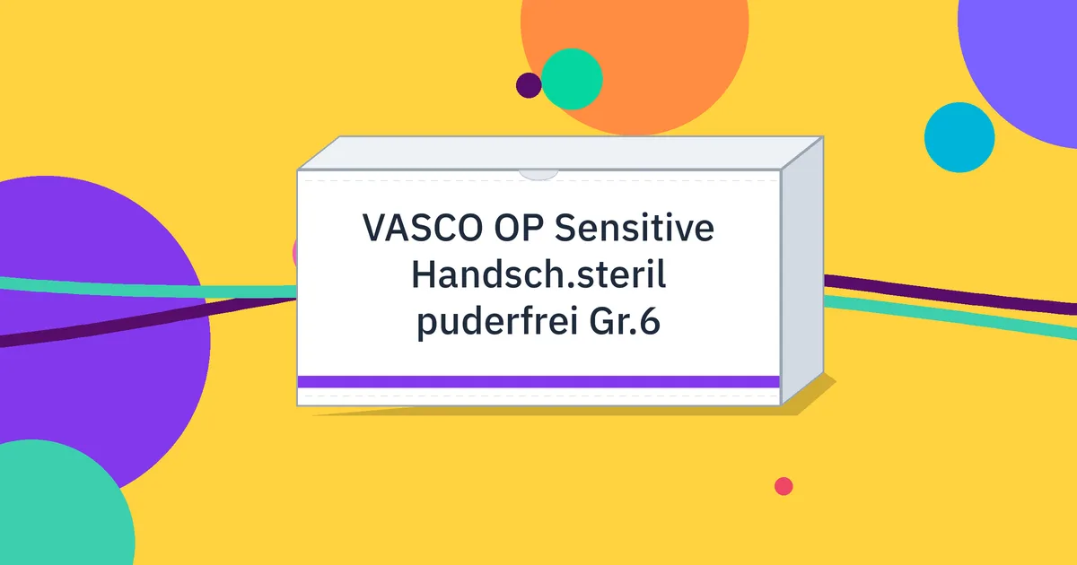 Symbolbild: Packung mit der Aufschrift VASCO OP Sensitive Handsch.steril puderfrei Gr.6 (PZN 04423826) – Verfügbarkeit und Bezug in Apotheken in Frankfurt am Main