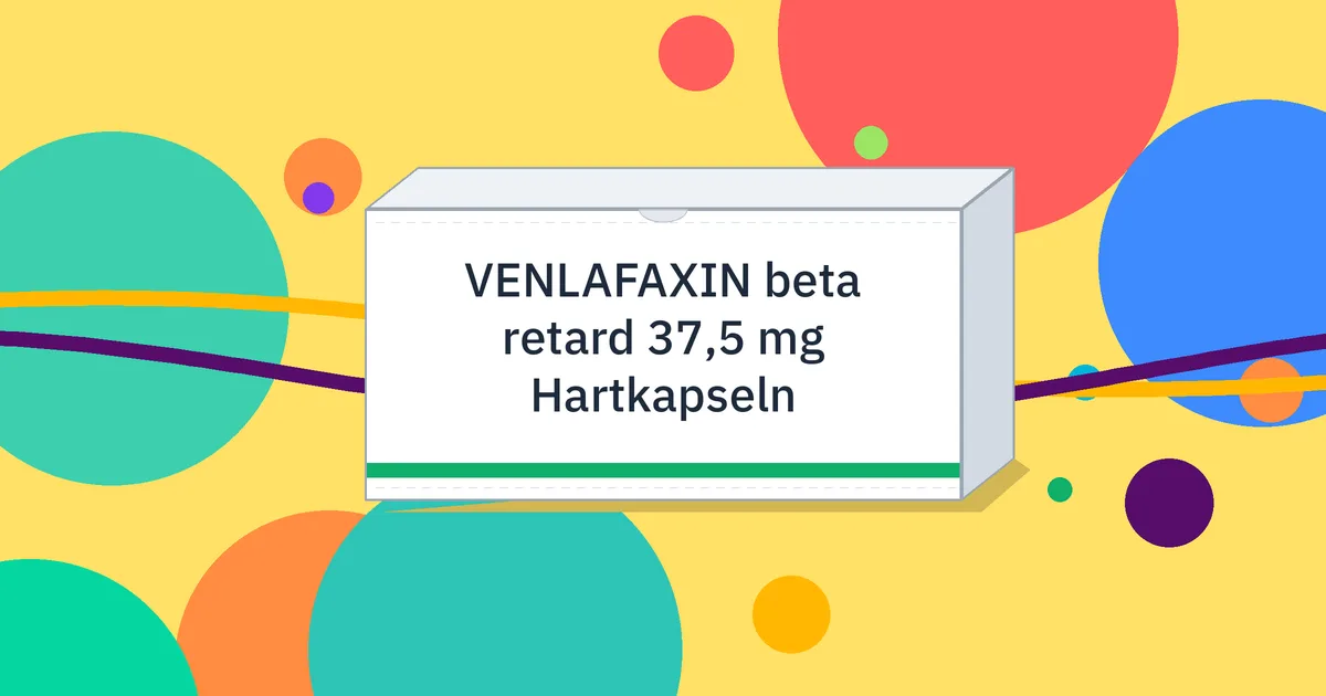 Symbolbild: Packung mit der Aufschrift VENLAFAXIN beta retard 37,5 mg Hartkapseln (PZN 01617441) – Verfügbarkeit und Bezug in Apotheken in Frankfurt am Main