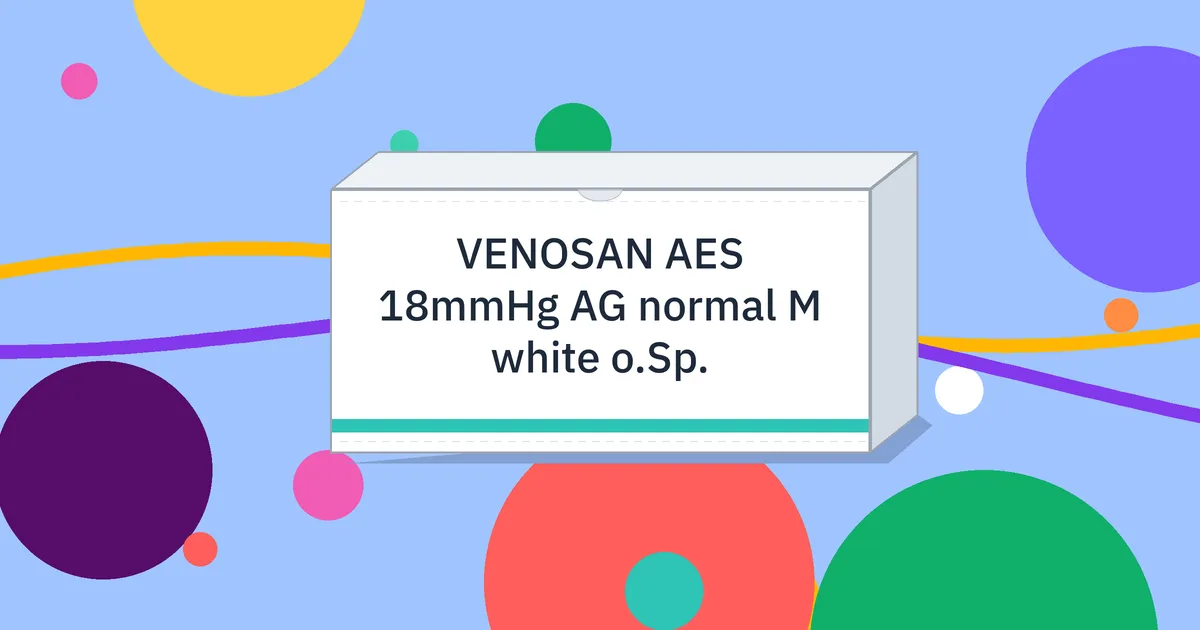 Symbolbild: Packung mit der Aufschrift VENOSAN AES 18mmHg AG normal M white o.Sp. (PZN 15323281) – Verfügbarkeit und Bezug in Apotheken in Frankfurt am Main
