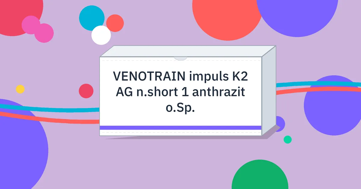 Symbolbild: Packung mit der Aufschrift VENOTRAIN impuls K2 AG n.short 1 anthrazit o.Sp. (PZN 15212541) – Verfügbarkeit und Bezug in Apotheken in Frankfurt am Main