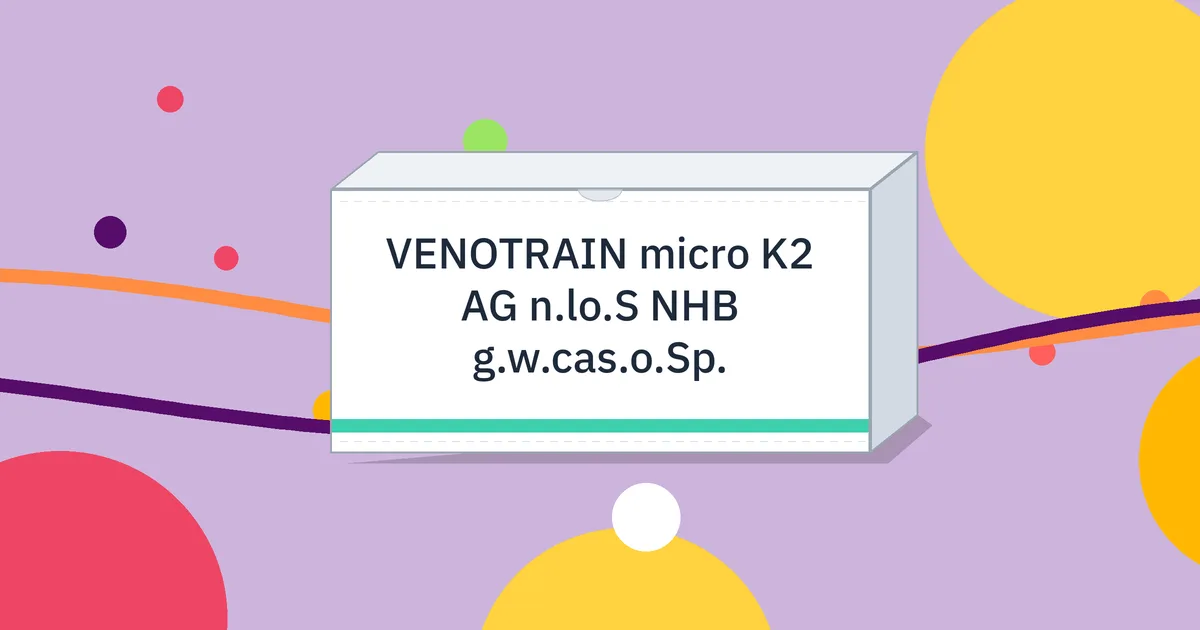 Symbolbild: Packung mit der Aufschrift VENOTRAIN micro K2 AG n.lo.S NHB g.w.cas.o.Sp. (PZN 20761787) – Verfügbarkeit und Bezug in Apotheken in Frankfurt am Main