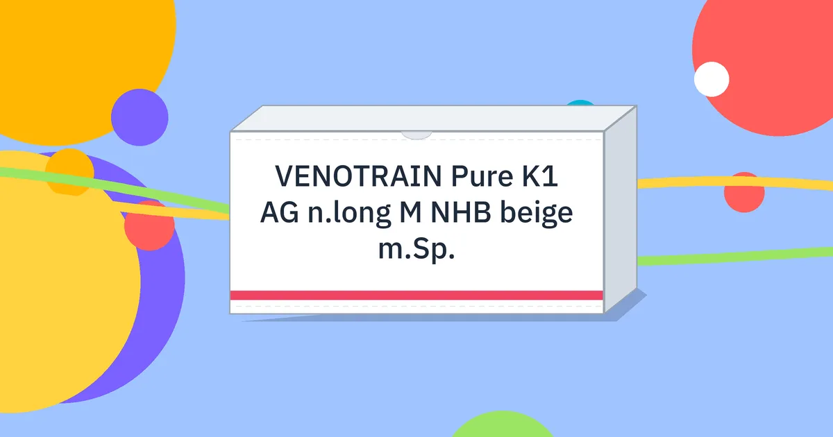 Symbolbild: Packung mit der Aufschrift VENOTRAIN Pure K1 AG n.long M NHB beige m.Sp. (PZN 18147169) – Verfügbarkeit und Bezug in Apotheken in Frankfurt am Main