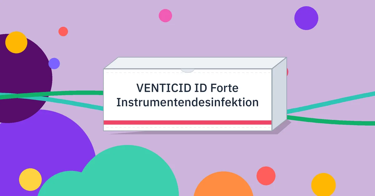 Symbolbild: Packung mit der Aufschrift VENTICID ID Forte Instrumentendesinfektion (PZN 10827657) – Verfügbarkeit und Bezug in Apotheken in Frankfurt am Main