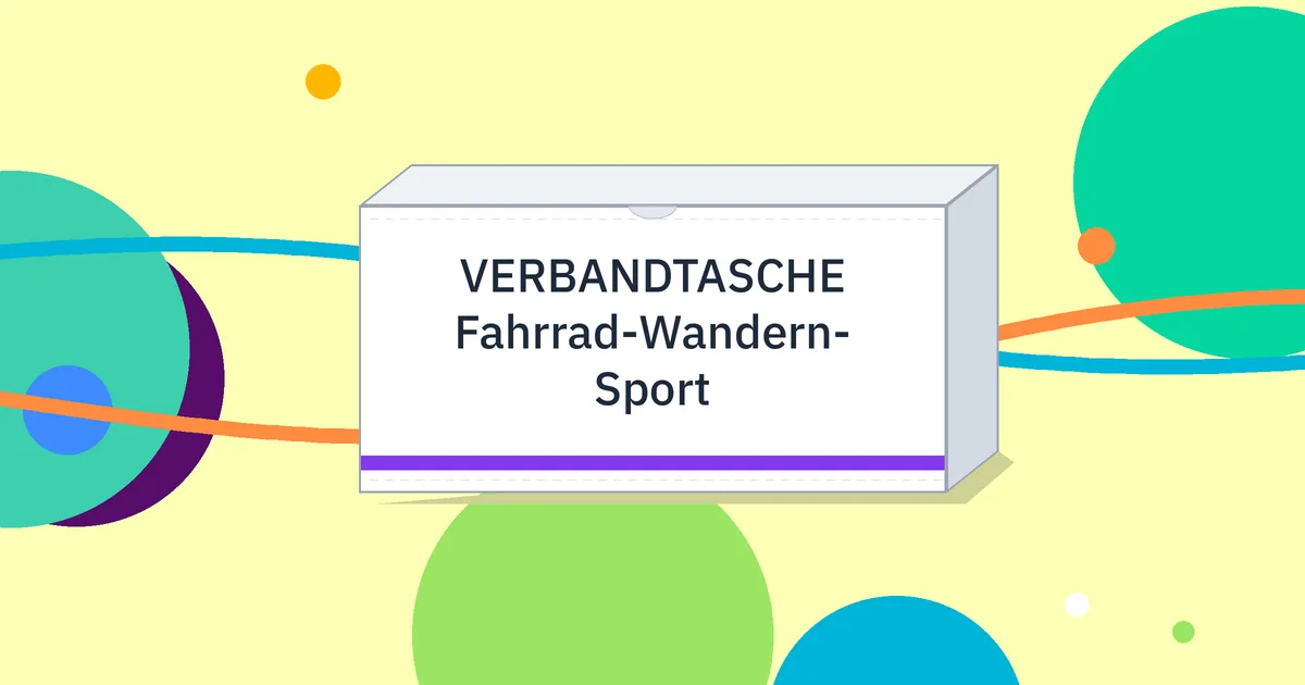 Symbolbild: Packung mit der Aufschrift VERBANDTASCHE Fahrrad-Wandern-Sport (PZN 03071845) – Verfügbarkeit und Bezug in Apotheken in Frankfurt am Main