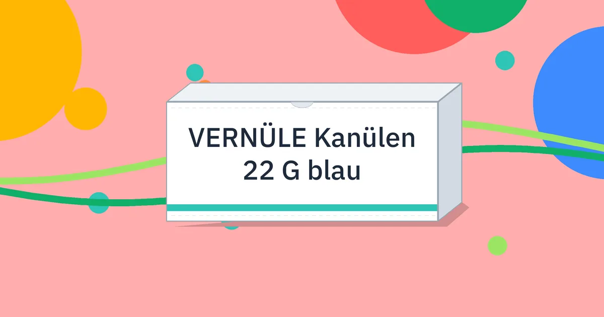 Symbolbild: Packung mit der Aufschrift VERNÜLE Kanülen 22 G blau (PZN 09108064) – Verfügbarkeit und Bezug in Apotheken in Frankfurt am Main