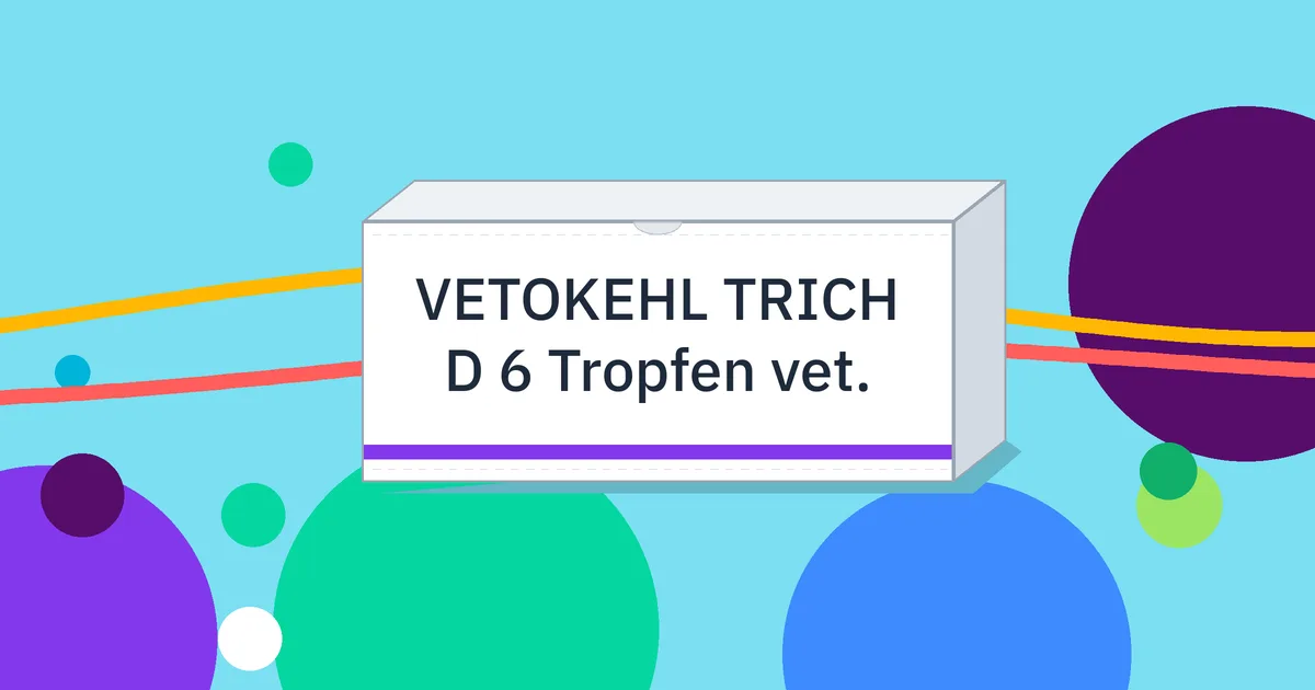 Symbolbild: Packung mit der Aufschrift VETOKEHL TRICH D 6 Tropfen vet. (PZN 00163386) – Verfügbarkeit und Bezug in Apotheken in Frankfurt am Main