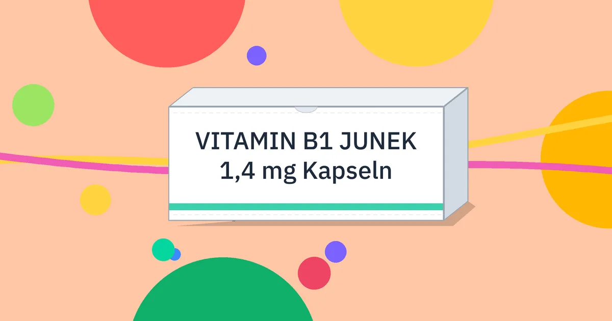 Symbolbild: Packung mit der Aufschrift VITAMIN B1 JUNEK 1,4 mg Kapseln (PZN 10051487) – Verfügbarkeit und Bezug in Apotheken in Frankfurt am Main