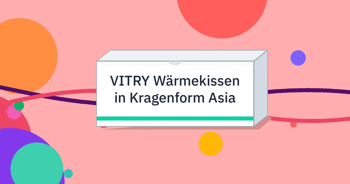Symbolbild: Packung mit der Aufschrift VITRY Wärmekissen in Kragenform Asia (PZN 10812213) – Verfügbarkeit und Bezug in Apotheken in Frankfurt am Main