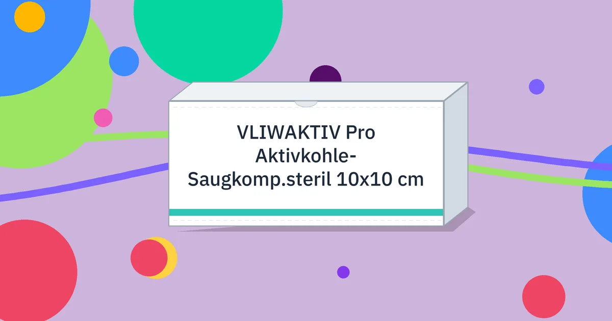 Symbolbild: Packung mit der Aufschrift VLIWAKTIV Pro Aktivkohle-Saugkomp.steril 10x10 cm (PZN 18254422) – Verfügbarkeit und Bezug in Apotheken in Frankfurt am Main