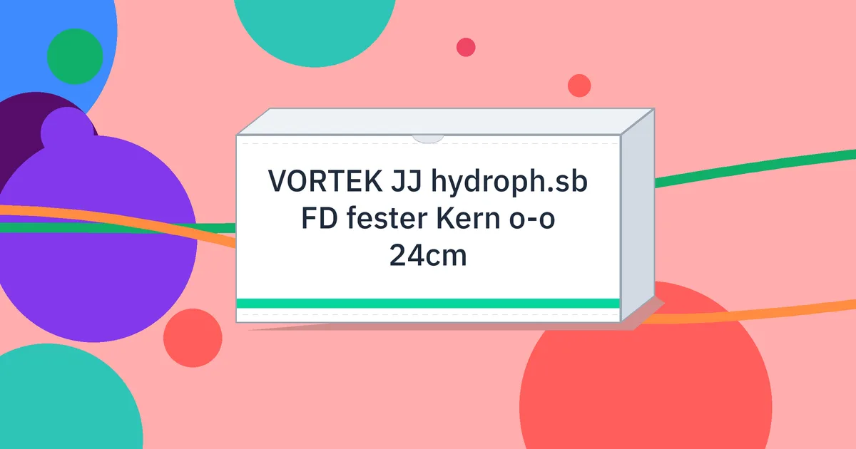 Symbolbild: Packung mit der Aufschrift VORTEK JJ hydroph.sb FD fester Kern o-o 24cm (PZN 17509044) – Verfügbarkeit und Bezug in Apotheken in Frankfurt am Main