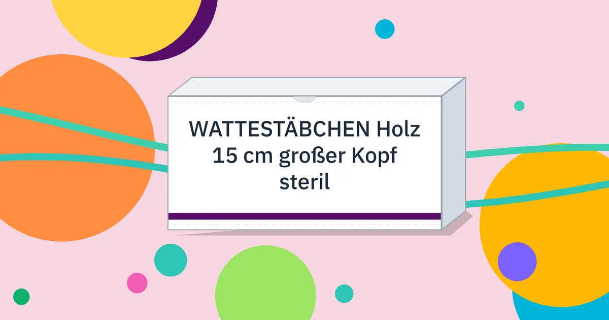 Symbolbild: Packung mit der Aufschrift WATTESTÄBCHEN Holz 15 cm großer Kopf steril (PZN 01525265) – Verfügbarkeit und Bezug in Apotheken in Frankfurt am Main