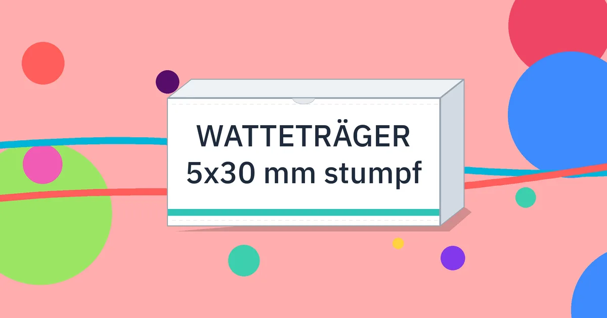 Symbolbild: Packung mit der Aufschrift WATTETRÄGER 5x30 mm stumpf (PZN 02446556) – Verfügbarkeit und Bezug in Apotheken in Frankfurt am Main