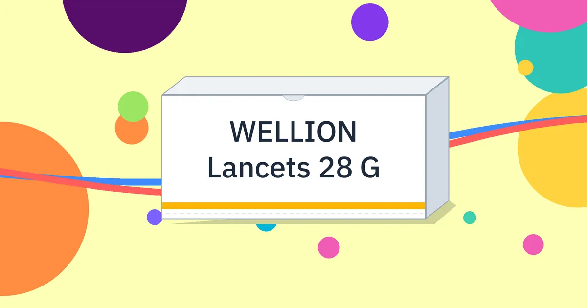 Symbolbild: Packung mit der Aufschrift WELLION Lancets 28 G (PZN 05014225) – Verfügbarkeit und Bezug in Apotheken in Frankfurt am Main