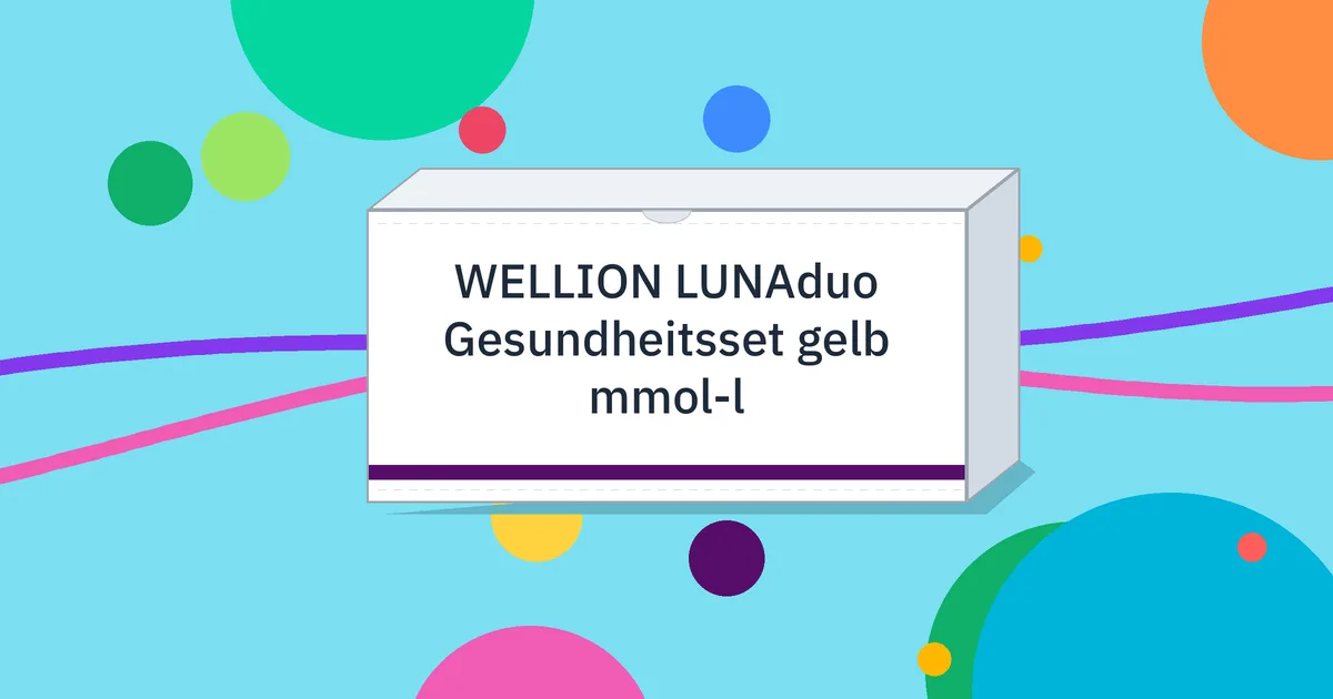 Symbolbild: Packung mit der Aufschrift WELLION LUNAduo Gesundheitsset gelb mmol-l (PZN 13350517) – Verfügbarkeit und Bezug in Apotheken in Frankfurt am Main