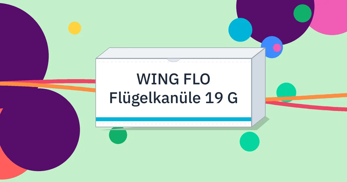 Symbolbild: Packung mit der Aufschrift WING FLO Flügelkanüle 19 G (PZN 09151568) – Verfügbarkeit und Bezug in Apotheken in Frankfurt am Main