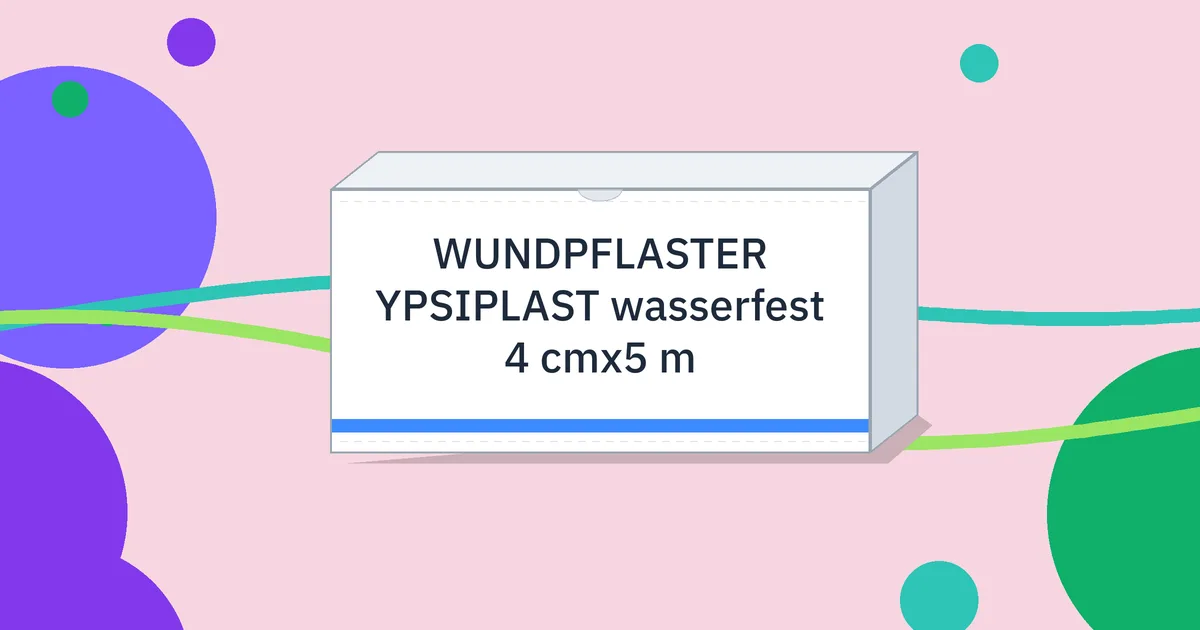 Symbolbild: Packung mit der Aufschrift WUNDPFLASTER YPSIPLAST wasserfest 4 cmx5 m (PZN 03271107) – Verfügbarkeit und Bezug in Apotheken in Frankfurt am Main