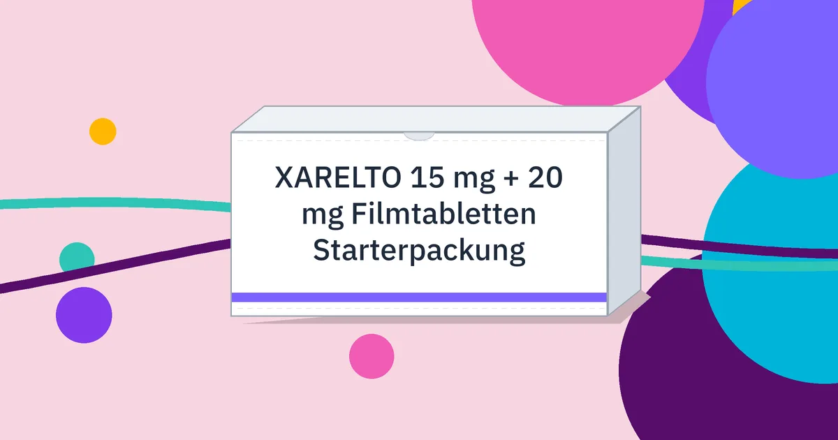 Symbolbild: Packung mit der Aufschrift XARELTO 15 mg + 20 mg Filmtabletten Starterpackung (PZN 14334348) – Verfügbarkeit und Bezug in Apotheken in Frankfurt am Main