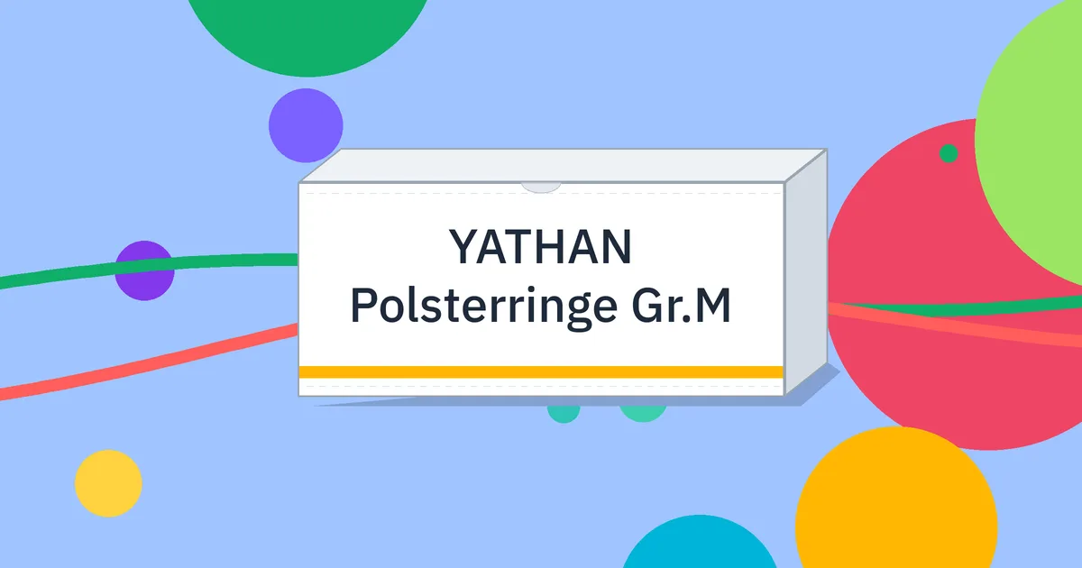 Symbolbild: Packung mit der Aufschrift YATHAN Polsterringe Gr.M (PZN 13896067) – Verfügbarkeit und Bezug in Apotheken in Frankfurt am Main