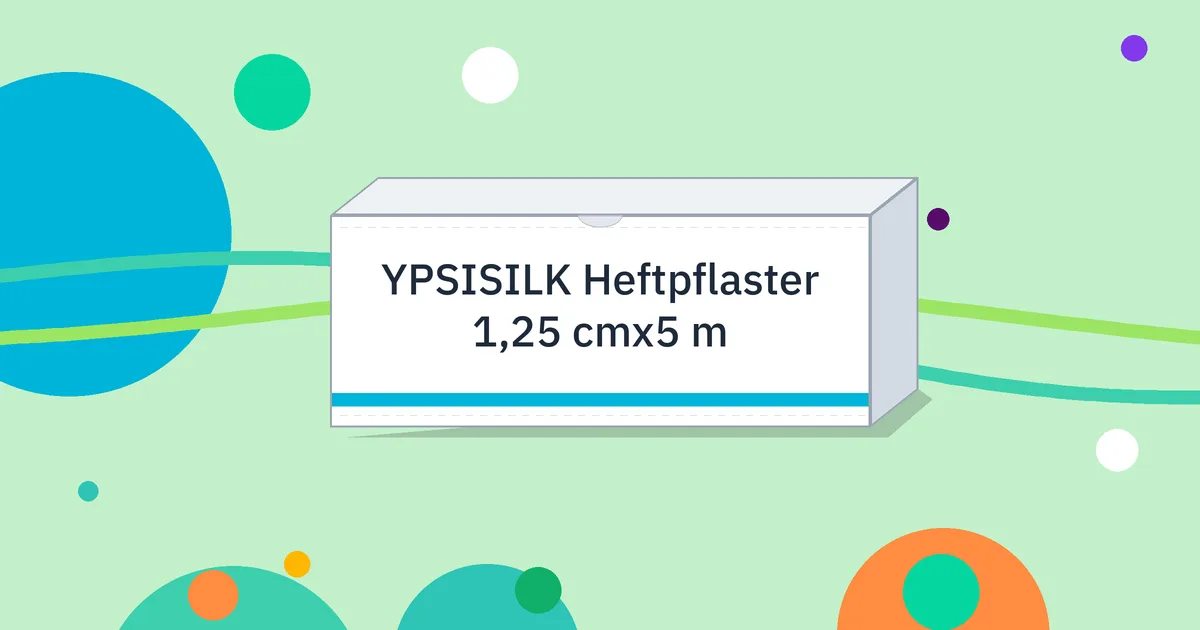 Symbolbild: Packung mit der Aufschrift YPSISILK Heftpflaster 1,25 cmx5 m (PZN 12603608) – Verfügbarkeit und Bezug in Apotheken in Frankfurt am Main