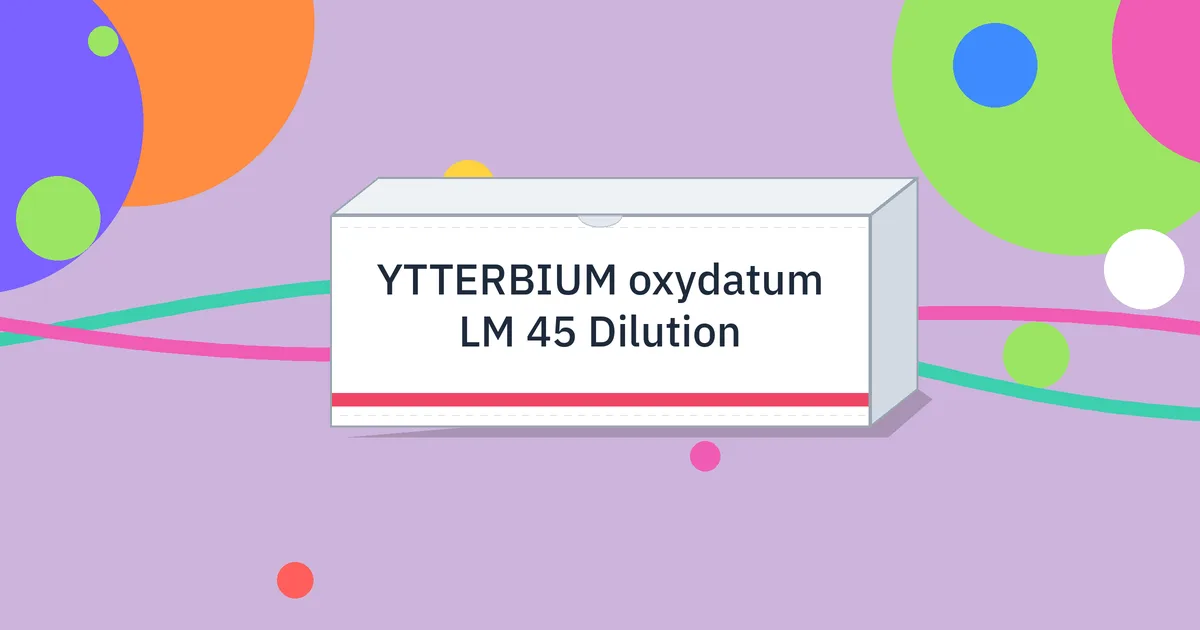 Symbolbild: Packung mit der Aufschrift YTTERBIUM oxydatum LM 45 Dilution (PZN 13287380) – Verfügbarkeit und Bezug in Apotheken in Frankfurt am Main
