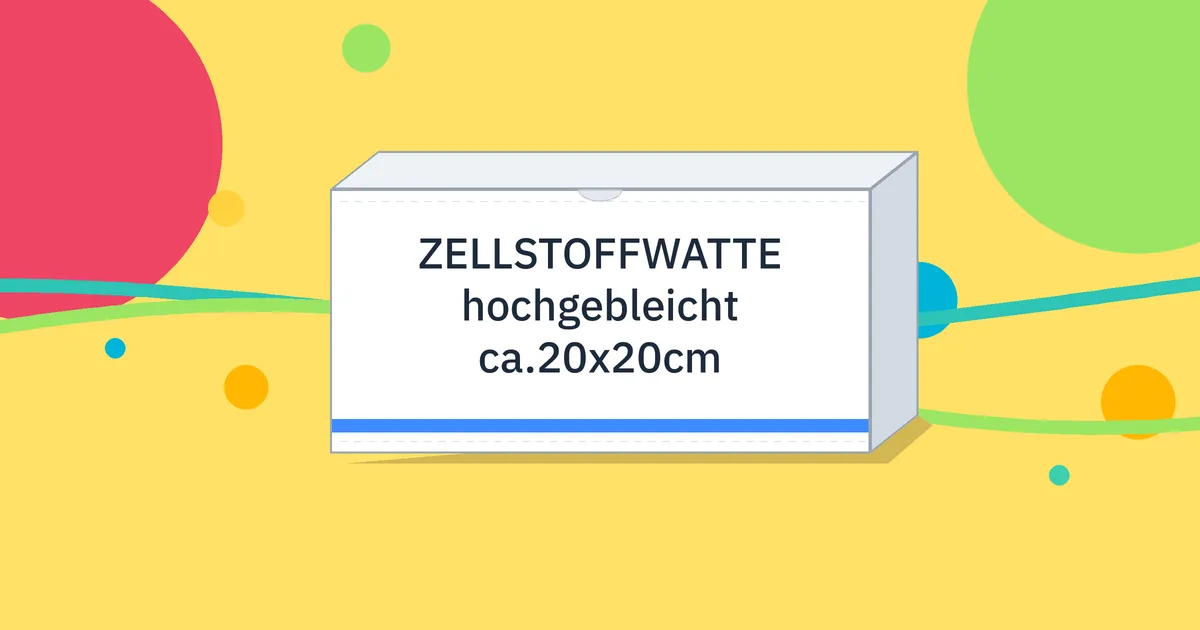 Symbolbild: Packung mit der Aufschrift ZELLSTOFFWATTE hochgebleicht ca.20x20cm (PZN 04239726) – Verfügbarkeit und Bezug in Apotheken in Frankfurt am Main