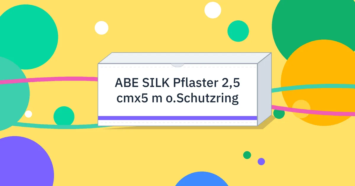 Symbolbild: Packung mit der Aufschrift ABE SILK Pflaster 2,5 cmx5 m o.Schutzring (PZN 11745536) – Verfügbarkeit und Bezug in Apotheken in Frankfurt am Main
