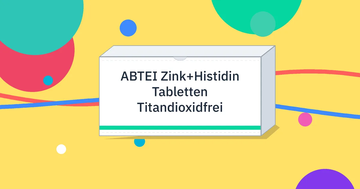 Symbolbild: Packung mit der Aufschrift ABTEI Zink+Histidin Tabletten Titandioxidfrei (PZN 17944136) – Verfügbarkeit und Bezug in Apotheken in Frankfurt am Main