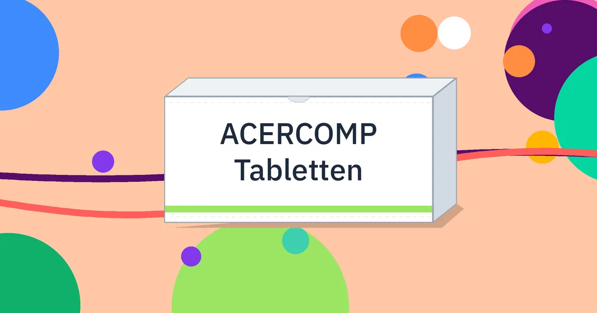 Symbolbild: Packung mit der Aufschrift ACERCOMP Tabletten (PZN 04418133) – Verfügbarkeit und Bezug in Apotheken in Frankfurt am Main