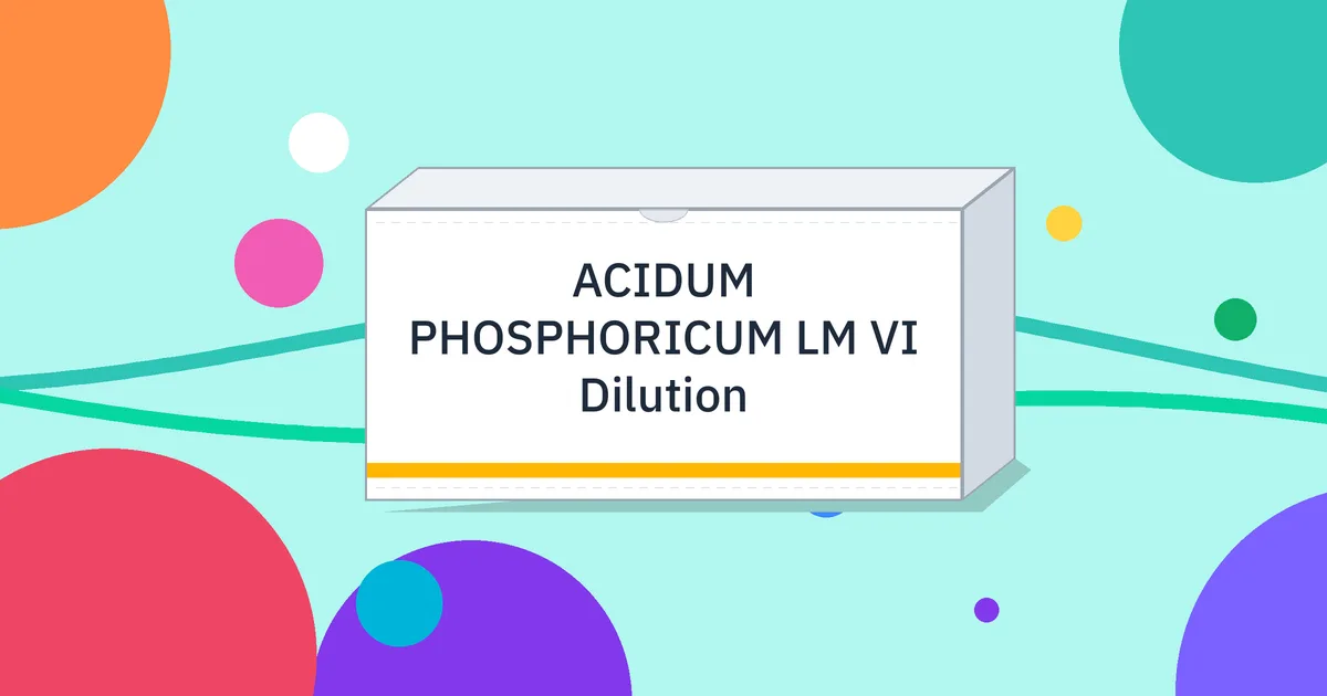 Symbolbild: Packung mit der Aufschrift ACIDUM PHOSPHORICUM LM VI Dilution (PZN 02667582) – Verfügbarkeit und Bezug in Apotheken in Frankfurt am Main