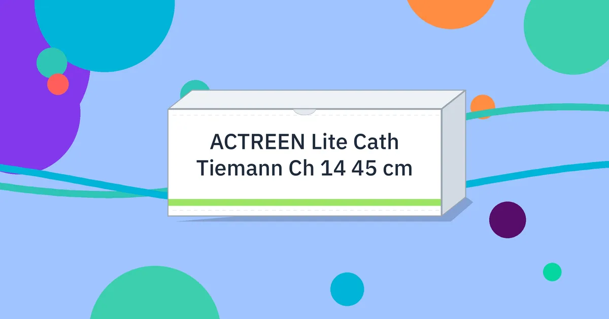 Symbolbild: Packung mit der Aufschrift ACTREEN Lite Cath Tiemann Ch 14 45 cm (PZN 01677696) – Verfügbarkeit und Bezug in Apotheken in Frankfurt am Main