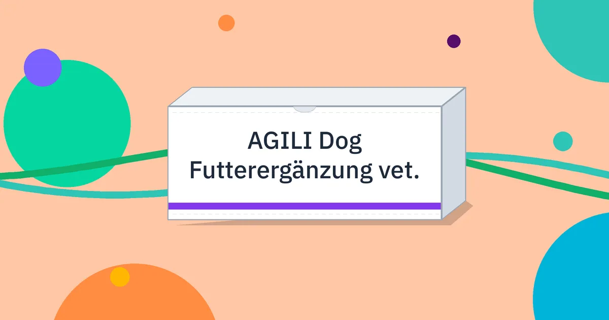 Symbolbild: Packung mit der Aufschrift AGILI Dog Futterergänzung vet. (PZN 02486805) – Verfügbarkeit und Bezug in Apotheken in Frankfurt am Main