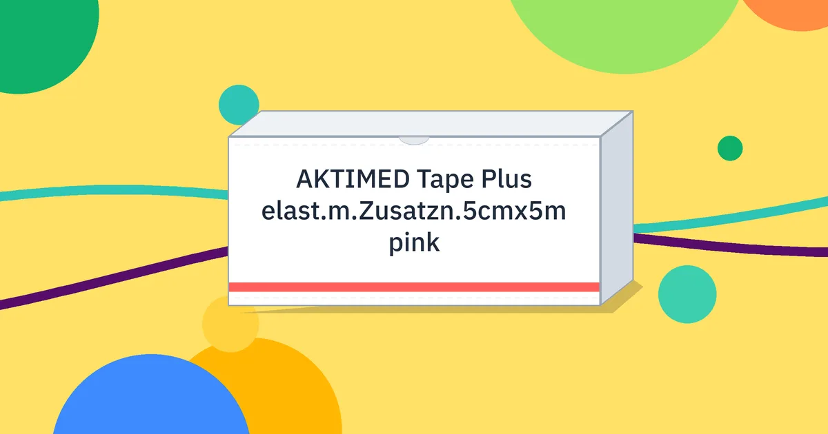 Symbolbild: Packung mit der Aufschrift AKTIMED Tape Plus elast.m.Zusatzn.5cmx5m pink (PZN 13426166) – Verfügbarkeit und Bezug in Apotheken in Frankfurt am Main