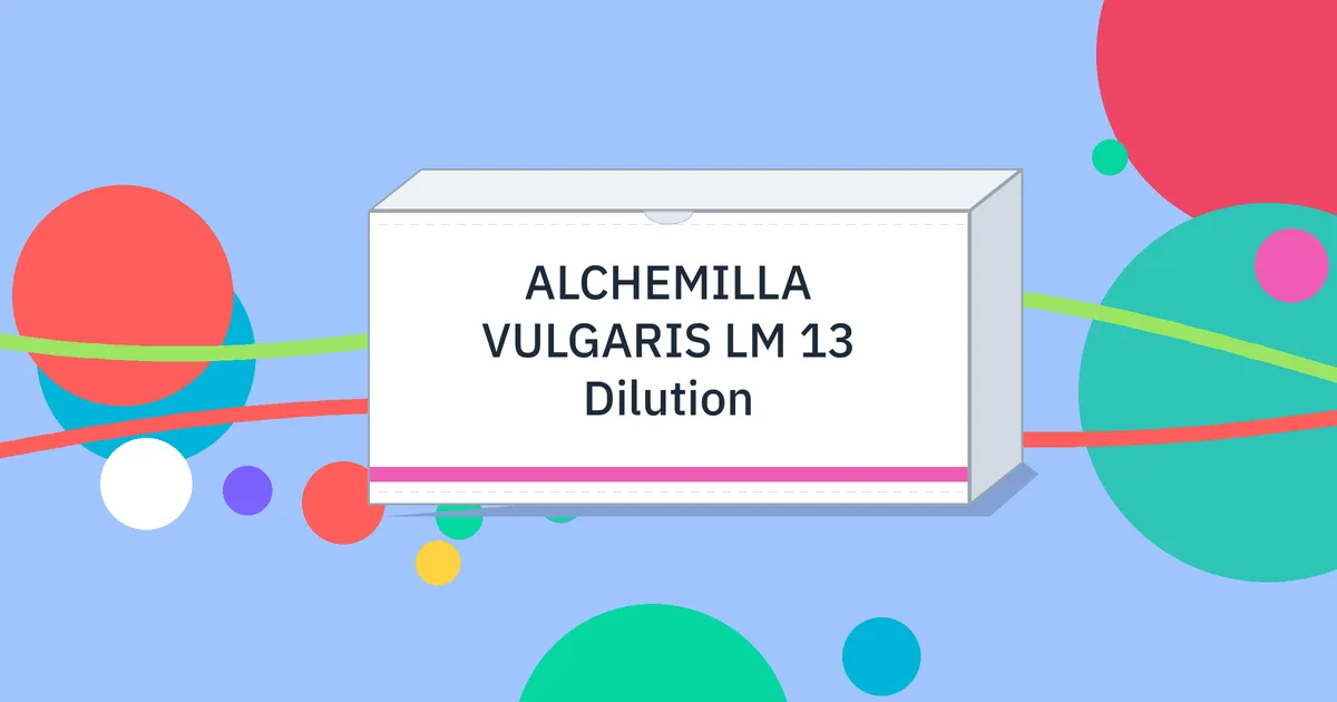 Symbolbild: Packung mit der Aufschrift ALCHEMILLA VULGARIS LM 13 Dilution (PZN 13308805) – Verfügbarkeit und Bezug in Apotheken in Frankfurt am Main