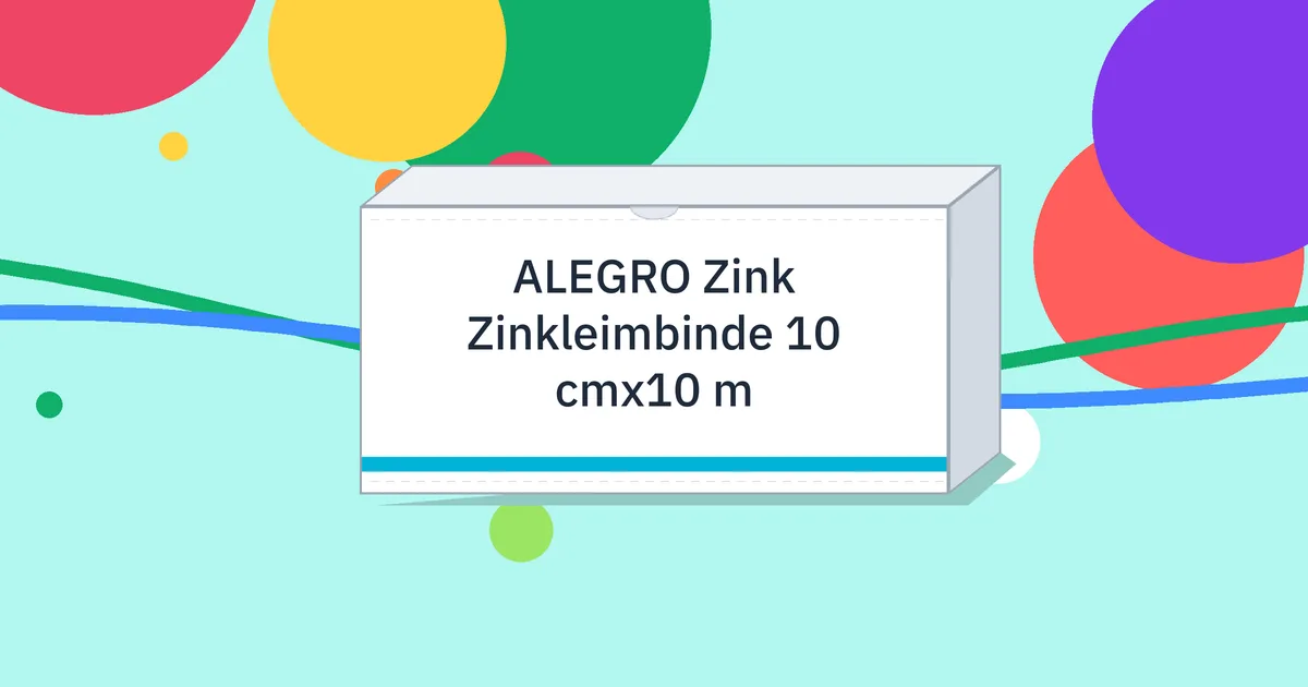 Symbolbild: Packung mit der Aufschrift ALEGRO Zink Zinkleimbinde 10 cmx10 m (PZN 01425150) – Verfügbarkeit und Bezug in Apotheken in Frankfurt am Main