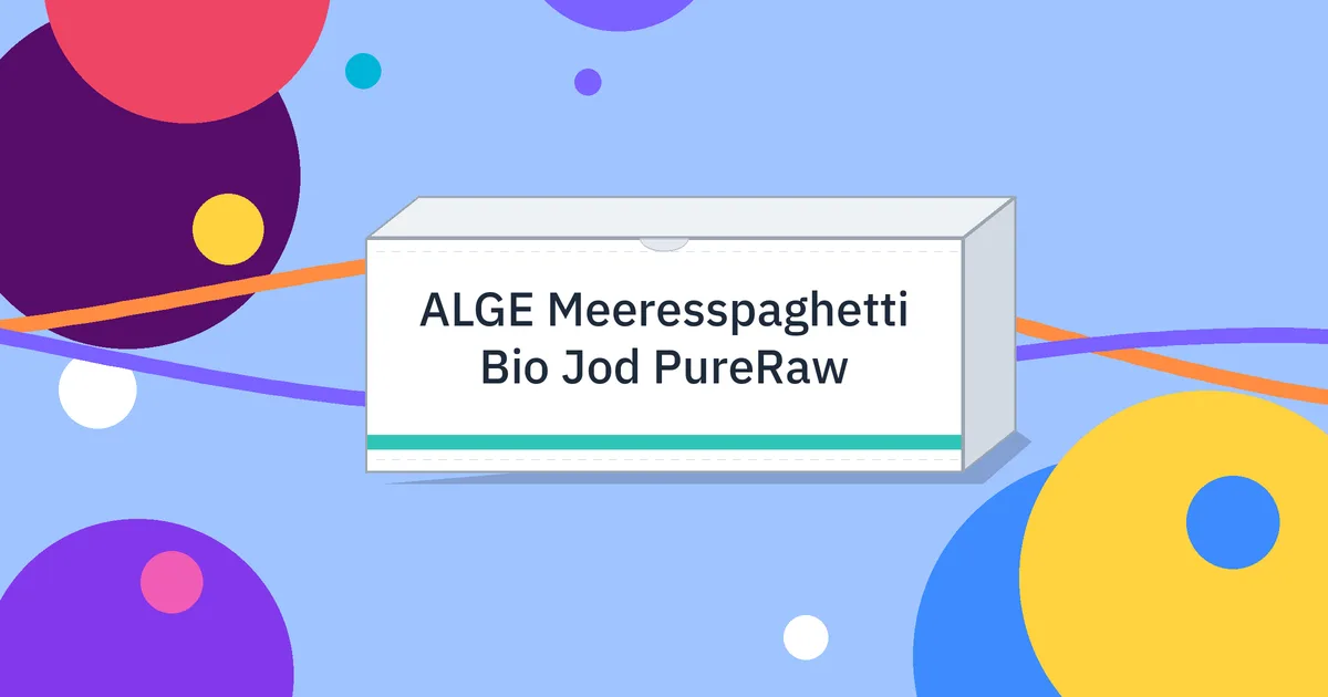 Symbolbild: Packung mit der Aufschrift ALGE Meeresspaghetti Bio Jod PureRaw (PZN 16806099) – Verfügbarkeit und Bezug in Apotheken in Frankfurt am Main