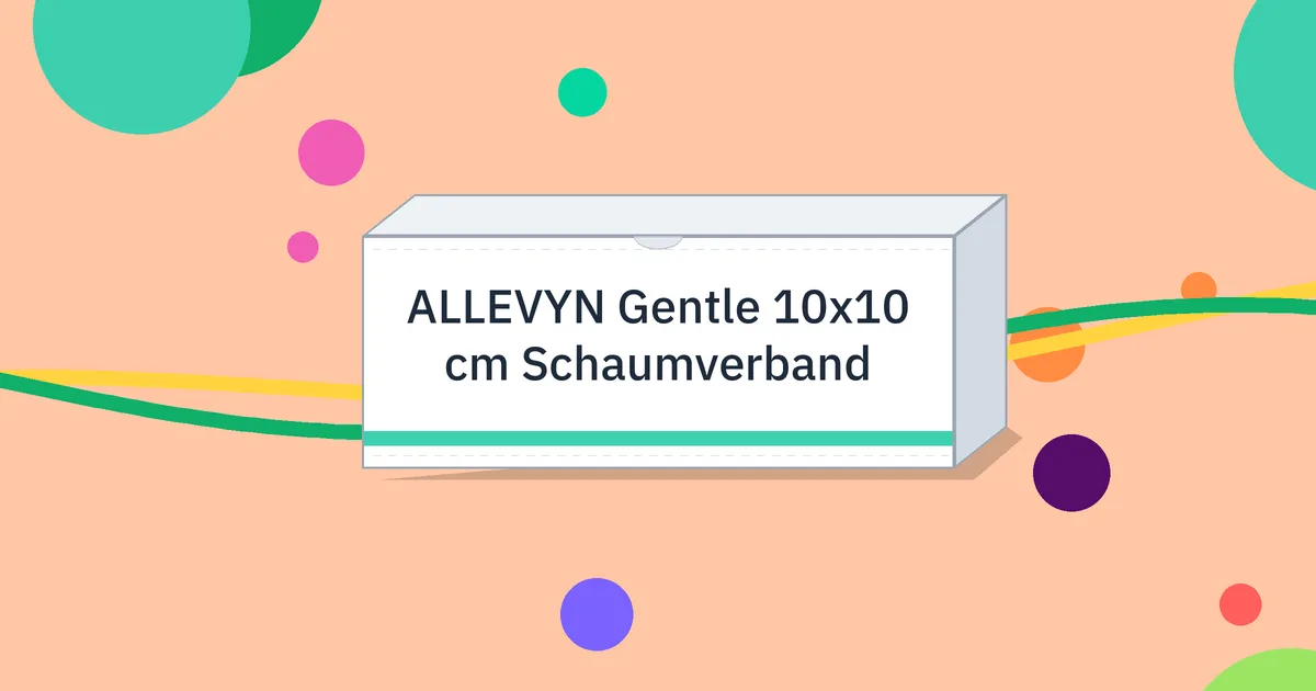 Symbolbild: Packung mit der Aufschrift ALLEVYN Gentle 10x10 cm Schaumverband (PZN 13846224) – Verfügbarkeit und Bezug in Apotheken in Frankfurt am Main