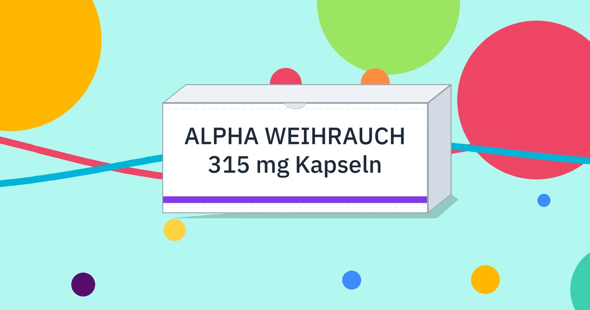 Symbolbild: Packung mit der Aufschrift ALPHA WEIHRAUCH 315 mg Kapseln (PZN 18071029) – Verfügbarkeit und Bezug in Apotheken in Frankfurt am Main