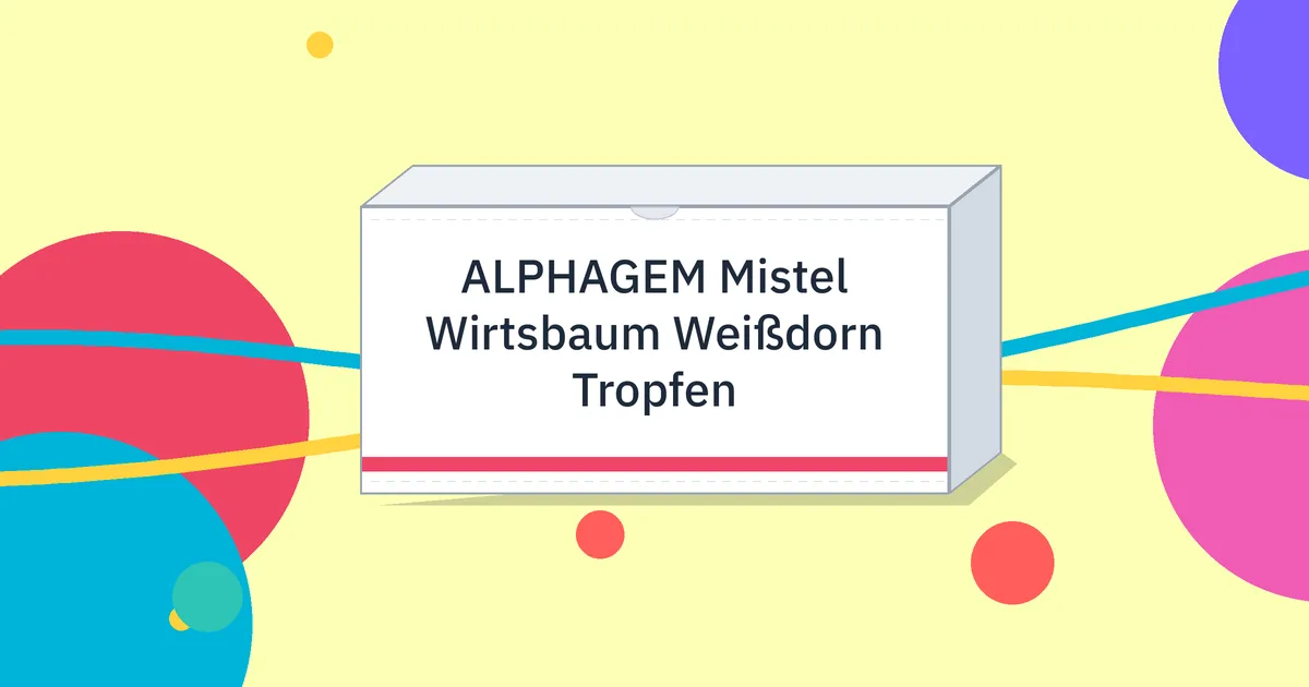 Symbolbild: Packung mit der Aufschrift ALPHAGEM Mistel Wirtsbaum Weißdorn Tropfen (PZN 20298065) – Verfügbarkeit und Bezug in Apotheken in Frankfurt am Main