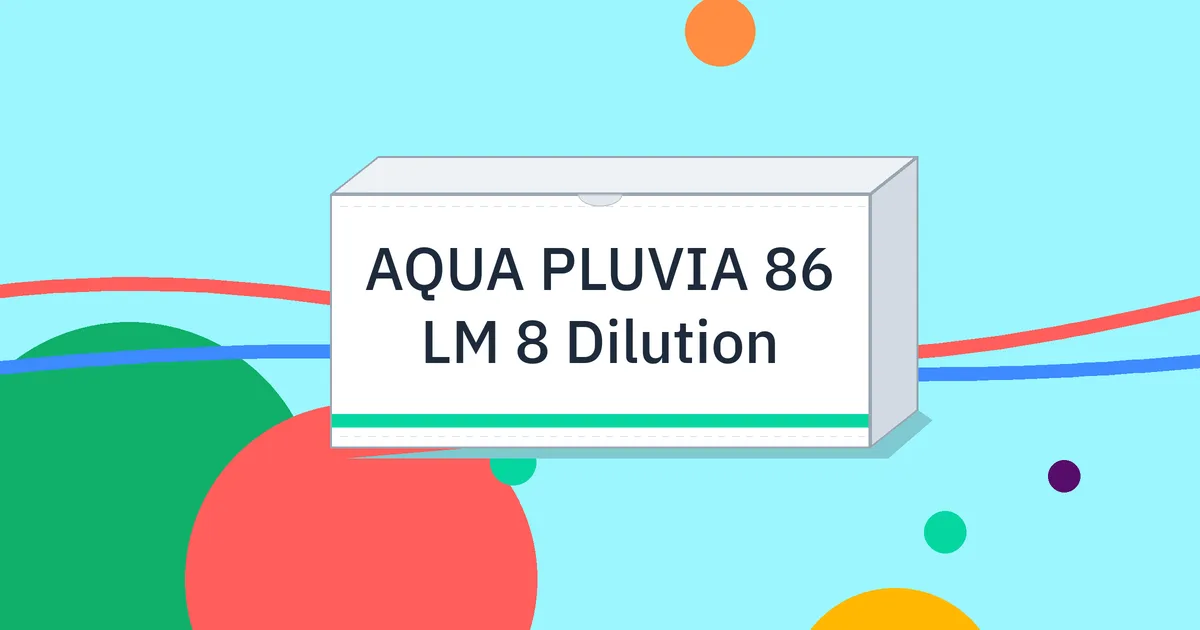 Symbolbild: Packung mit der Aufschrift AQUA PLUVIA 86 LM 8 Dilution (PZN 12766380) – Verfügbarkeit und Bezug in Apotheken in Frankfurt am Main