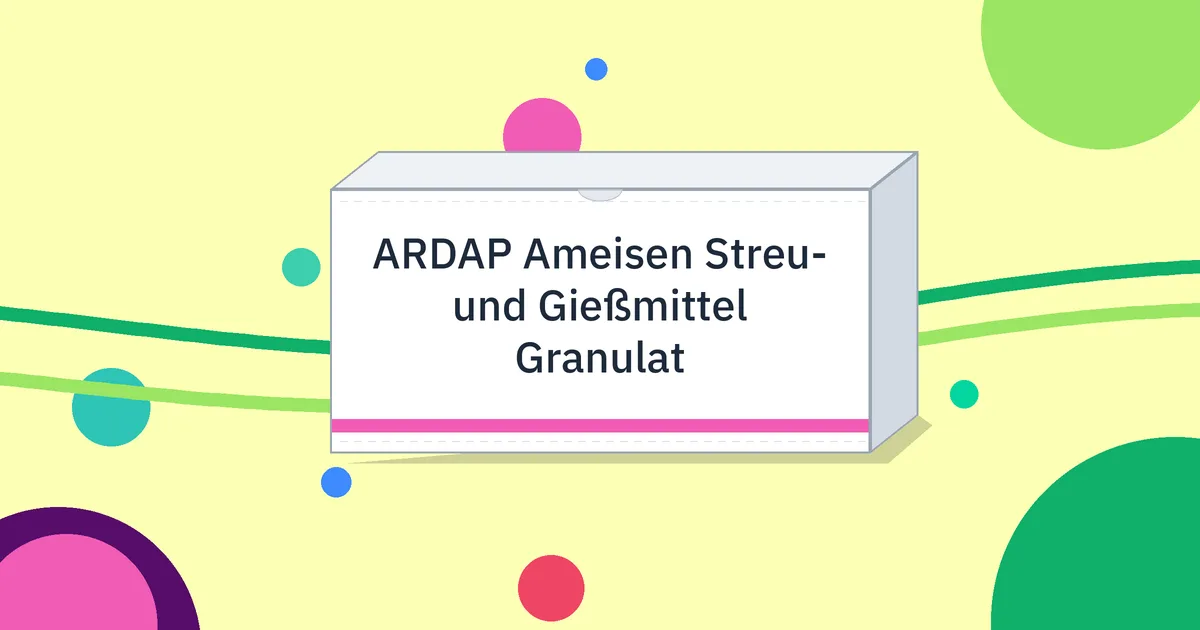 Symbolbild: Packung mit der Aufschrift ARDAP Ameisen Streu- und Gießmittel Granulat (PZN 12373232) – Verfügbarkeit und Bezug in Apotheken in Frankfurt am Main