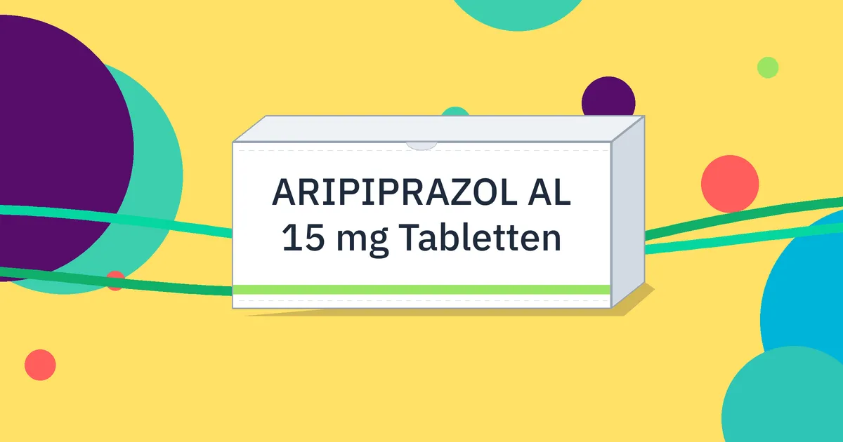 Symbolbild: Packung mit der Aufschrift ARIPIPRAZOL AL 15 mg Tabletten (PZN 10994728) – Verfügbarkeit und Bezug in Apotheken in Frankfurt am Main