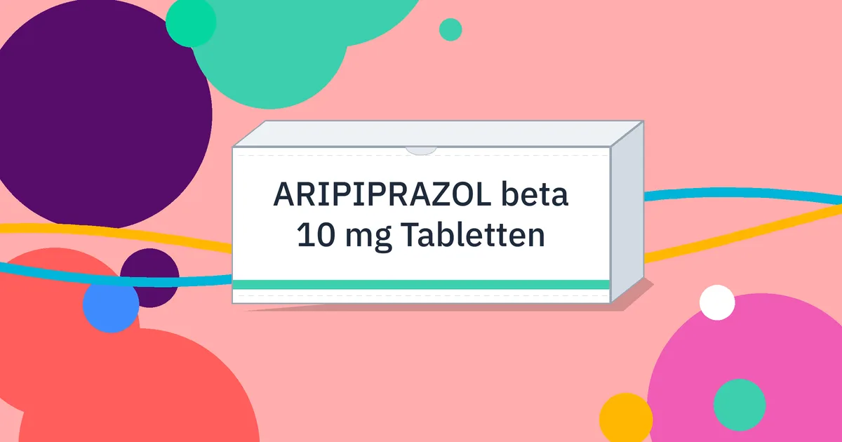 Symbolbild: Packung mit der Aufschrift ARIPIPRAZOL beta 10 mg Tabletten (PZN 10784422) – Verfügbarkeit und Bezug in Apotheken in Frankfurt am Main