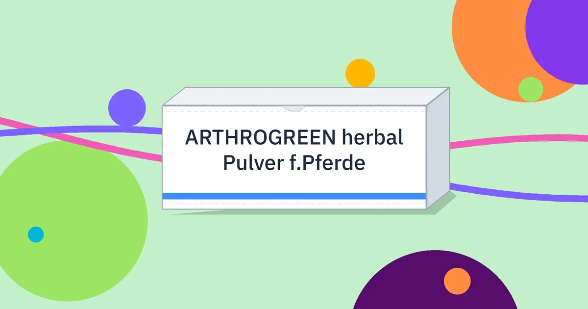 Symbolbild: Packung mit der Aufschrift ARTHROGREEN herbal Pulver f.Pferde (PZN 11117975) – Verfügbarkeit und Bezug in Apotheken in Frankfurt am Main