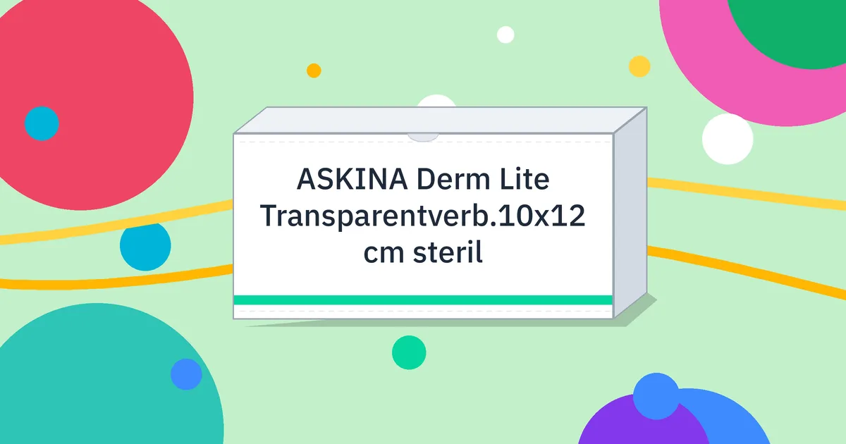 Symbolbild: Packung mit der Aufschrift ASKINA Derm Lite Transparentverb.10x12 cm steril (PZN 18368870) – Verfügbarkeit und Bezug in Apotheken in Frankfurt am Main
