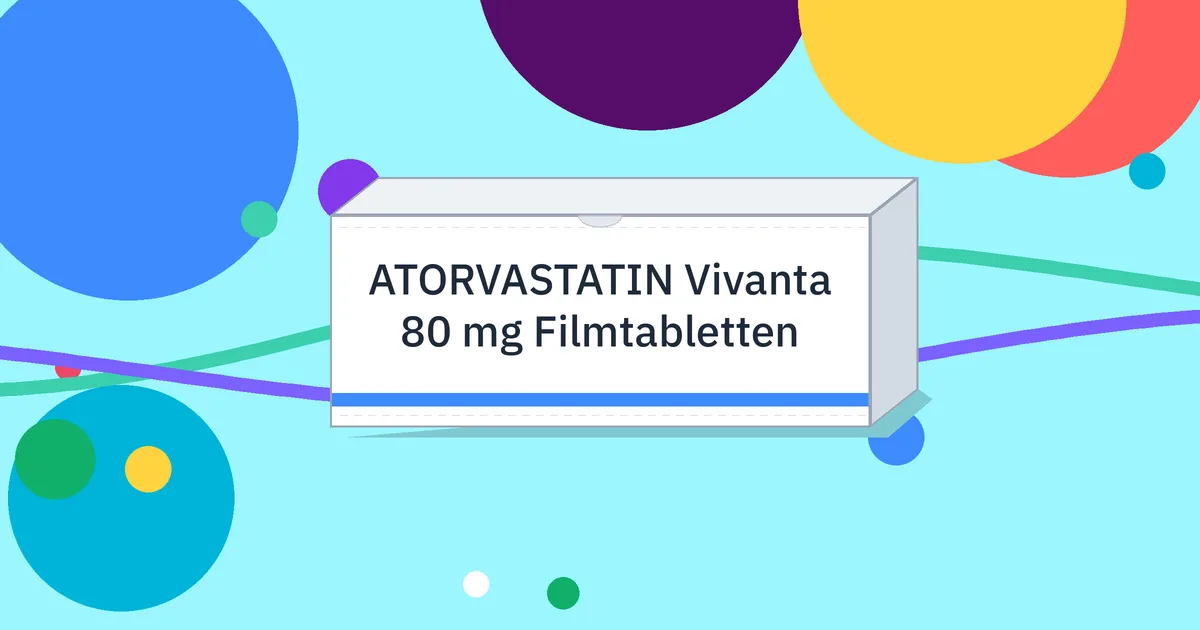 Symbolbild: Packung mit der Aufschrift ATORVASTATIN Vivanta 80 mg Filmtabletten (PZN 16663441) – Verfügbarkeit und Bezug in Apotheken in Frankfurt am Main