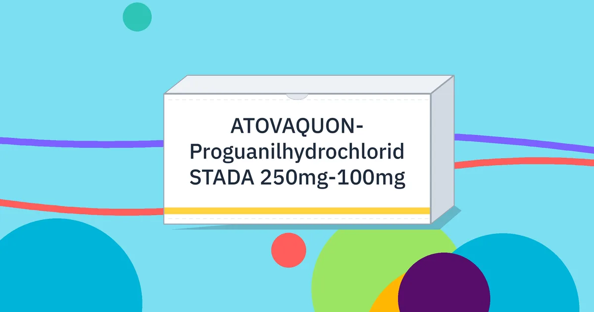 Symbolbild: Packung mit der Aufschrift ATOVAQUON-Proguanilhydrochlorid STADA 250mg-100mg (PZN 10261842) – Verfügbarkeit und Bezug in Apotheken in Frankfurt am Main